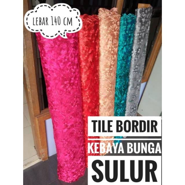 Jual Kain tile tille bordir kebaya bunga sulur | Shopee Indonesia