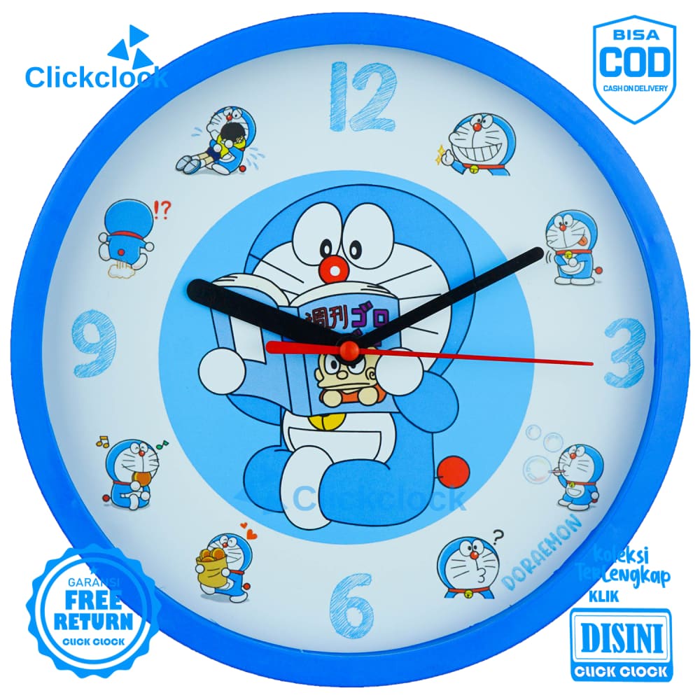 Jual Jam Dinding Quartz Karakter Anak Baca Komik Doraemon NN1222 Besar Hiasan Dinding Murah ...