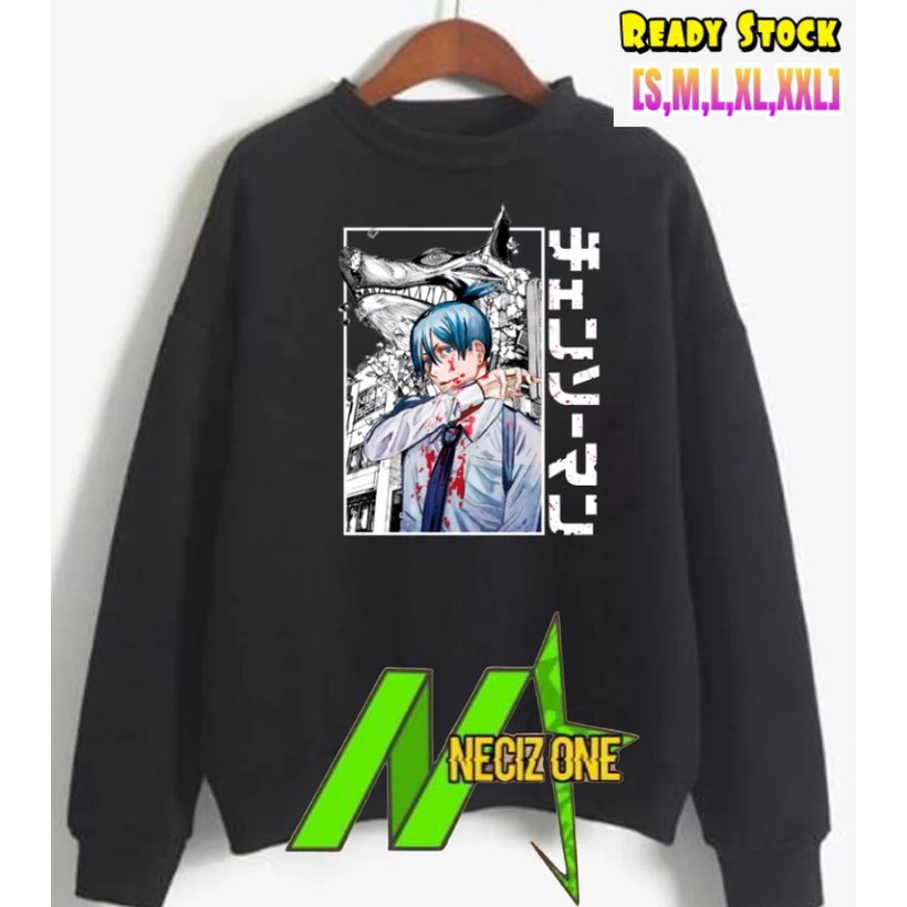 Jual ANIME JEPANG CHAINSAW MAN SWEATER CREW NECK ATASAN PRIA TOKOH ...