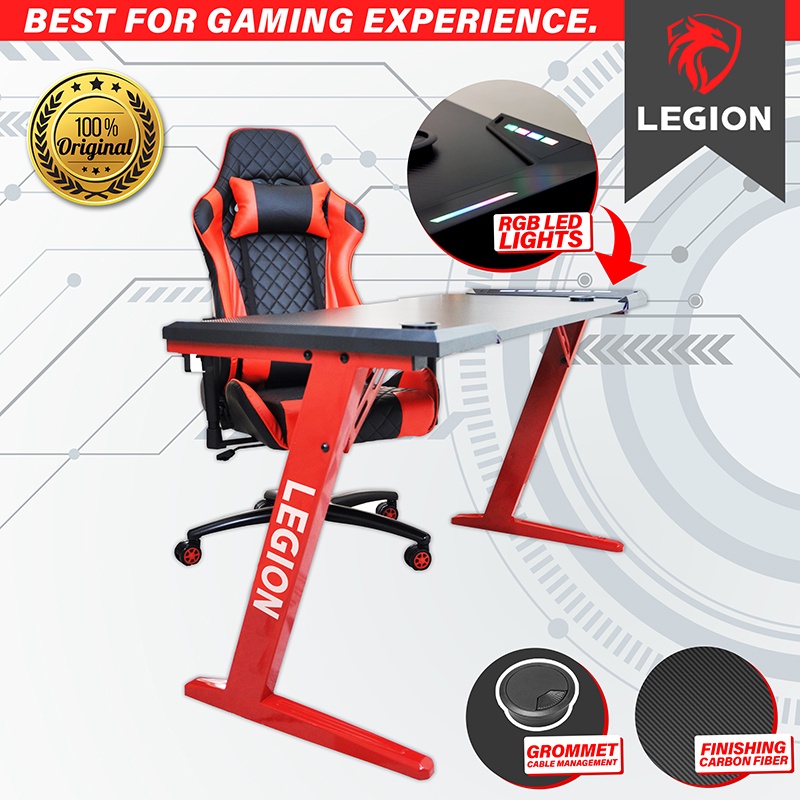 Jual LEGION Meja Komputer Gaming PC LED Gaming Desk Table | Shopee ...