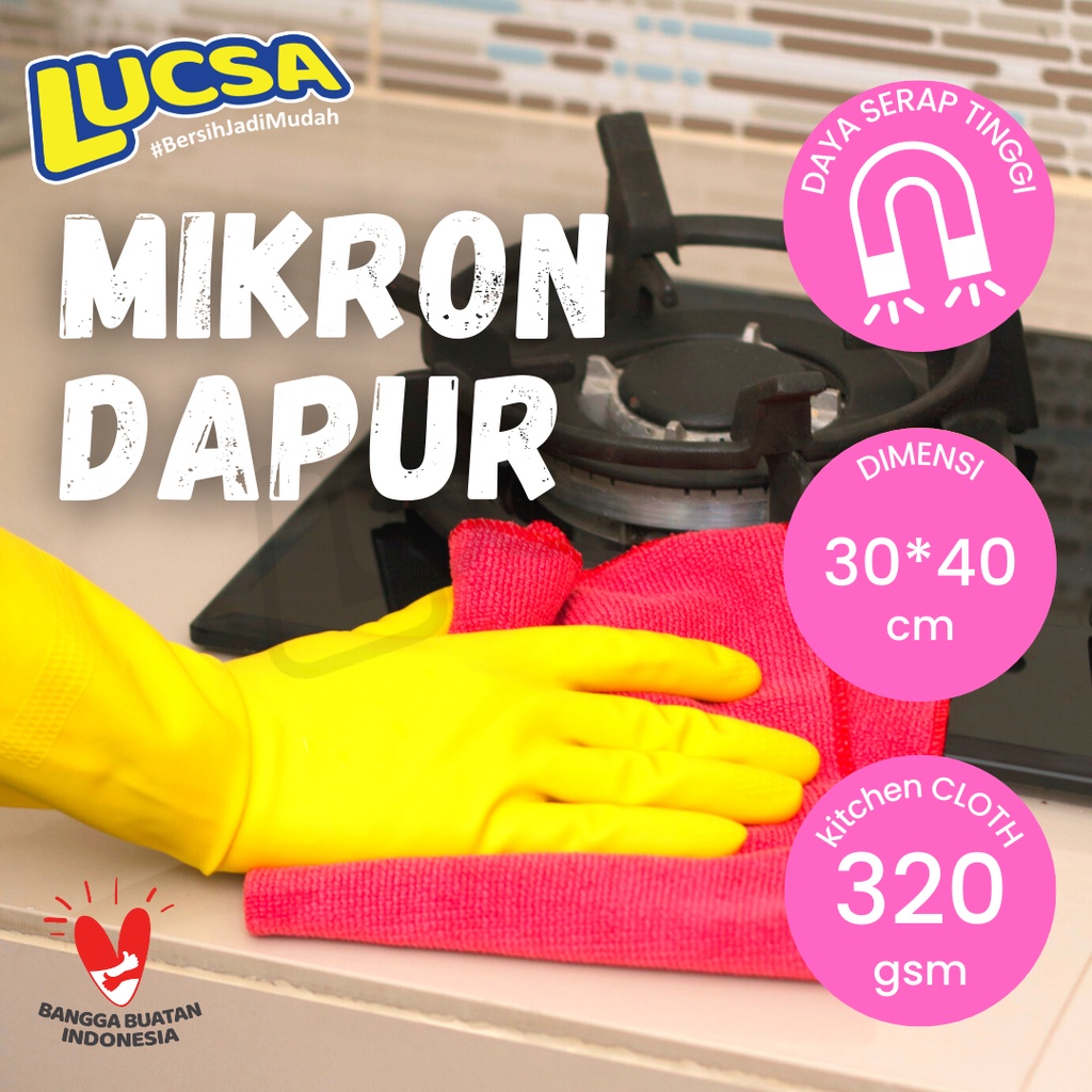 Jual Lucsa Mikron Dapur 30x40cm - Kain Lap Serat Microfiber Kitchen ...