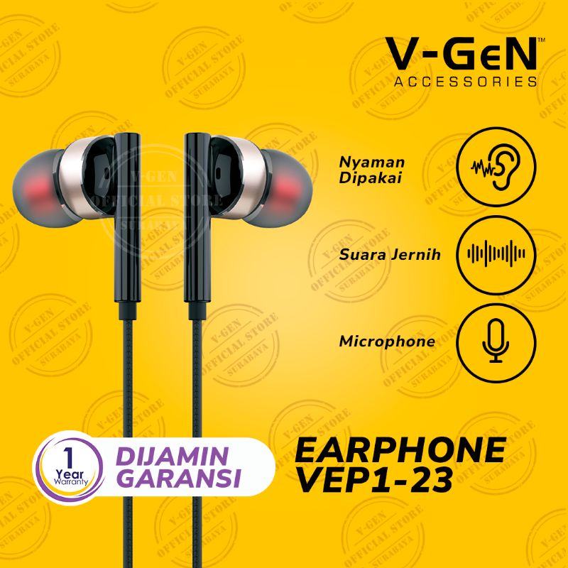 Jual Headset Murah V-GeN VEP1-23 Wired Earphone Headset Stereo Sound EXTRA BASS | Shopee Indonesia
