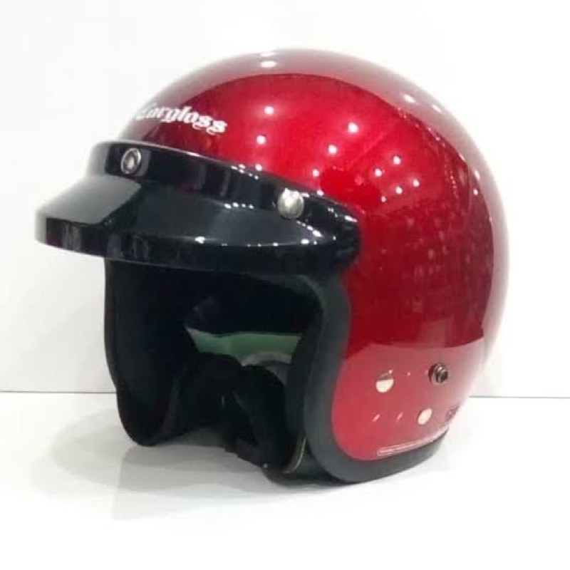 Jual helm cargloss merah maroon glossy helm bogo pilot retro cargloss ...