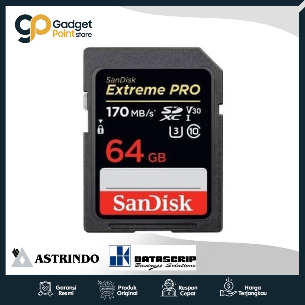 Jual SD Card Camera 64GB CL10 170Mb/s Extreme Pro - Sandisk Original ...