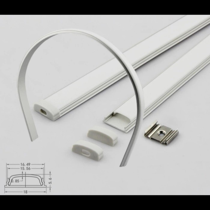 Jual Housing Led Strip Flexible Lentur Alumunium U channel Acrylic Susu ...