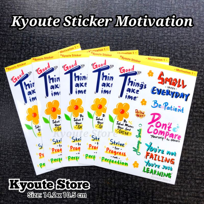 Jual Kyoute Sticker English Motivation Quotes & Planner Icon Size A6 ...