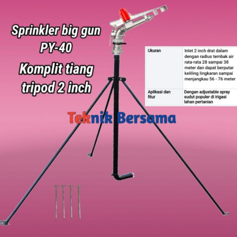 Jual Sprinkler big gun PY 40 komplit tiang sprinkler 2 inch | Shopee ...