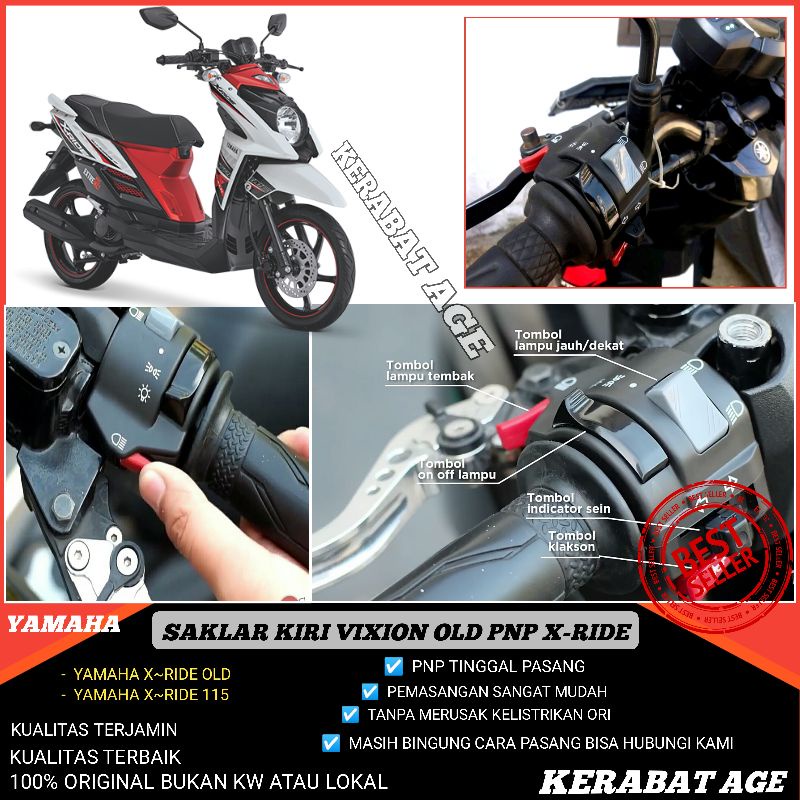 Jual Aksesoris motor xride 115 Saklar vixion pnp x-ride original ...
