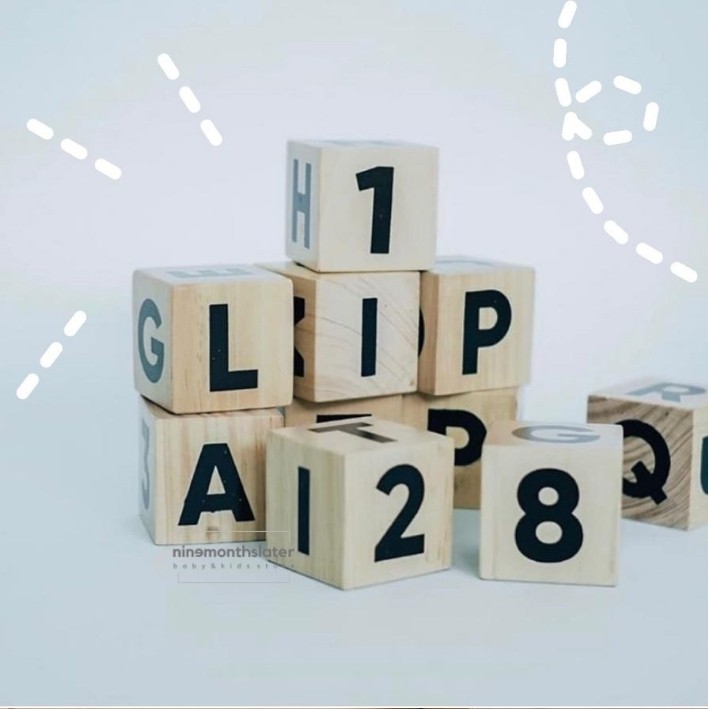 Jual Alphabet and Number Wooden Blocks Toy Mainan Kayu Huruf Angka ...