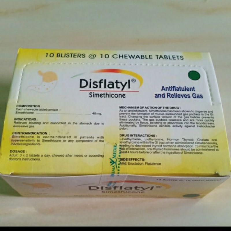 Jual DISFLATYL 40 MG 1 BOX@10 BLISTER 100 TABLET/OBAT KEMBUNG/GAS ...