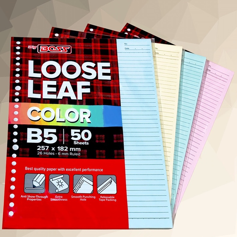 Jual LOOSE LEAF B5 BIG BOSS WARNA ISI 50 / ISI BINDER B5 WARNA ISI 50 | Shopee Indonesia