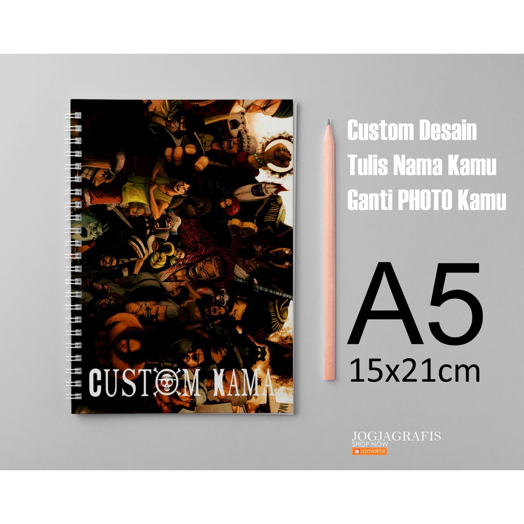 Jual Buku Notebook Anime One Piece A5 Custom Desain Notebook Spiral ...