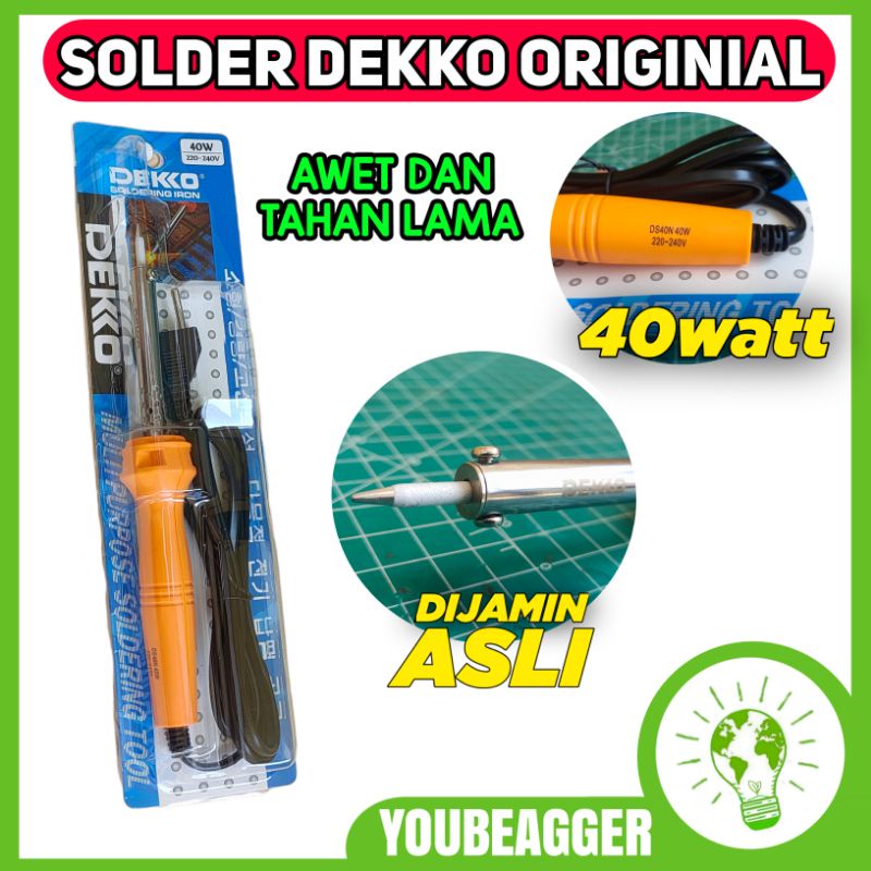 Jual SOLDER DEKKO 40 WATT ORIGINAL SUPER AWET DAN CEPAT PANAS | Shopee ...