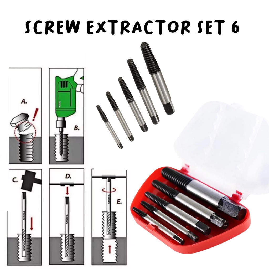 Jual Pembuka baut patah extractor set tap balik set 6 pcs | Shopee ...