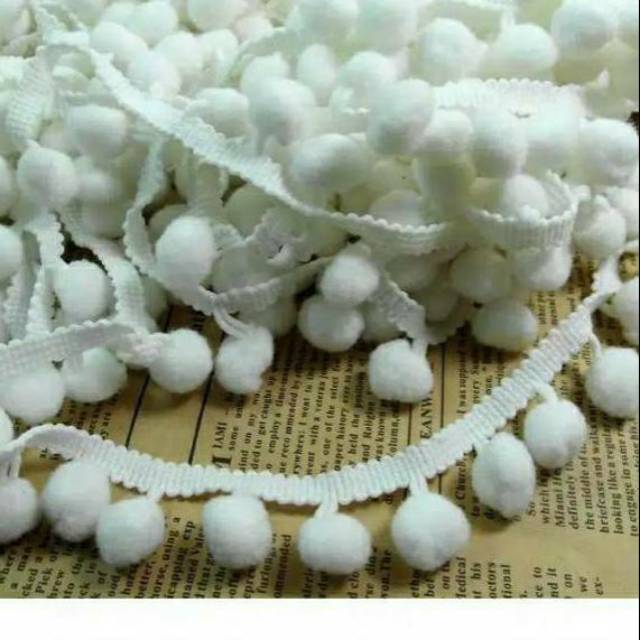 Jual Renda pom pom renda bakso putih bulat renda bakso untuk hijab ...
