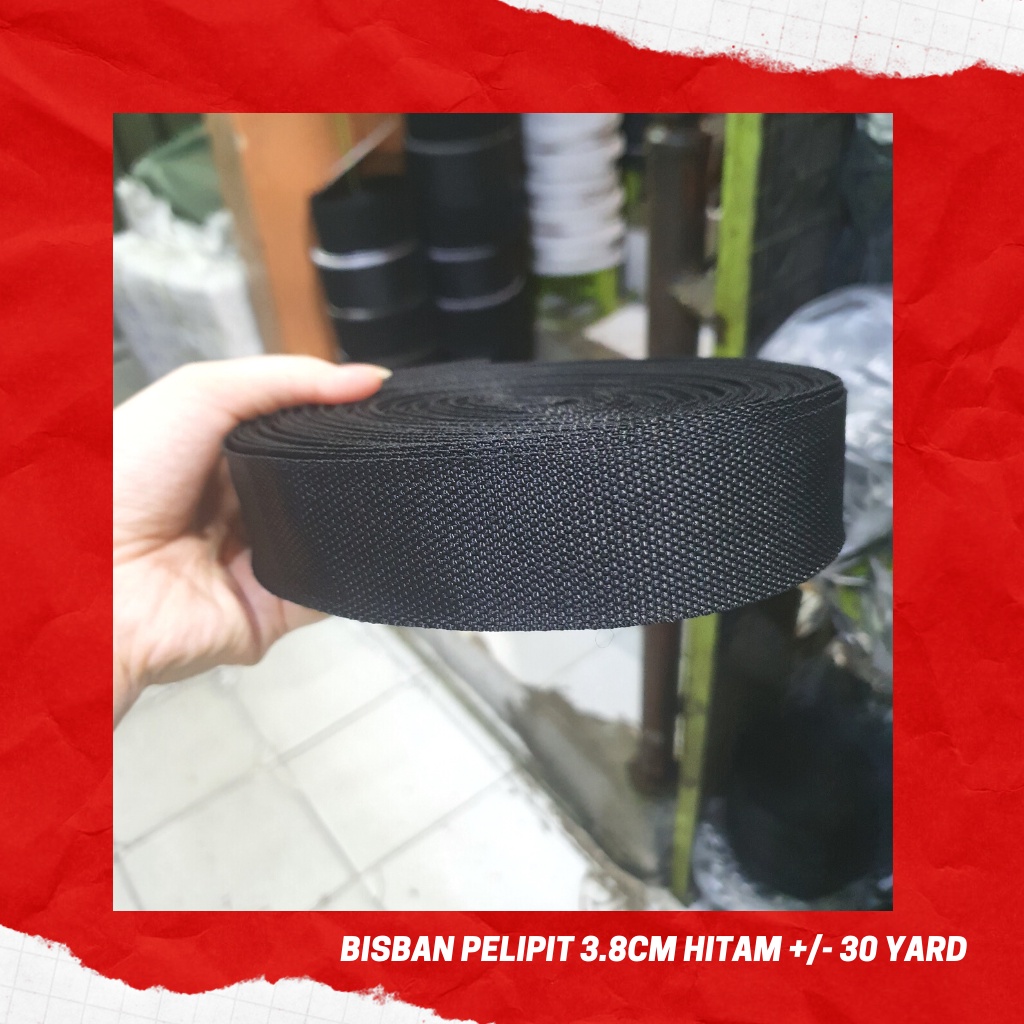 Jual (+/- 27 METER) Bisban Pelipit 3.8cm Hitam | Shopee Indonesia