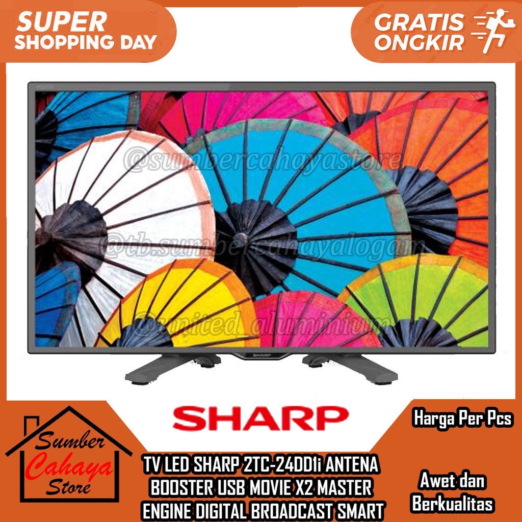 Jual Sharp LED Digital TV 24 Inch 2T C24DD1i AQUOS DVB T2 HD READY 2T ...