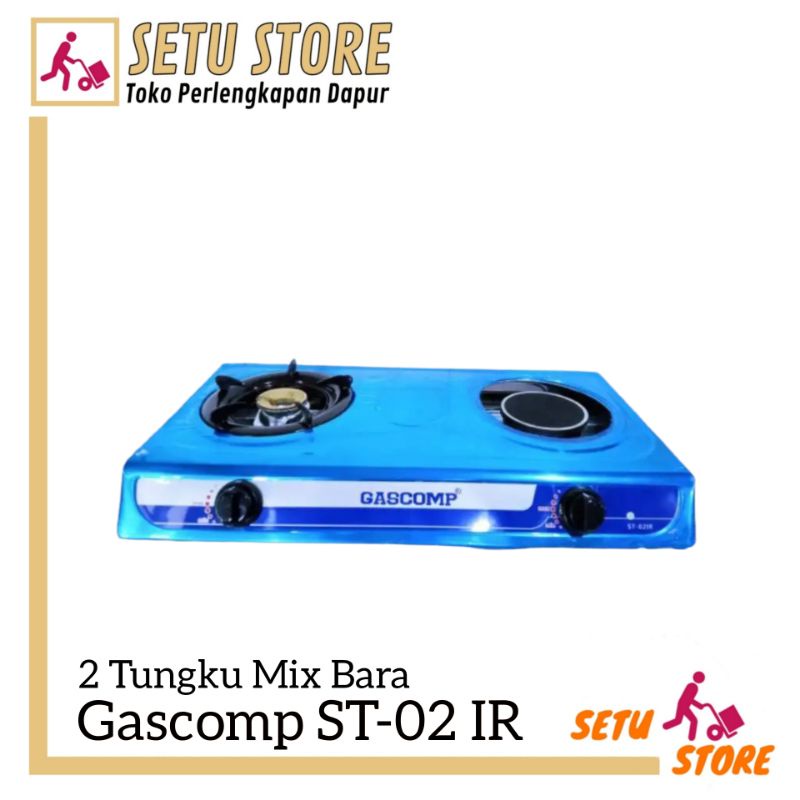 Jual GASCOMP ST-02 IR Kompor Gas LPG Stainless Steel 2 Tungku Mix Bara Minimalis | Shopee Indonesia