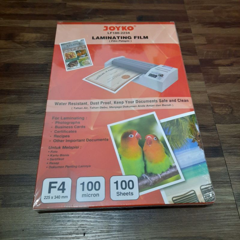 Jual Plastik Laminating F4 Joyko 100 Micron (10 Lembar) / Plastik ...