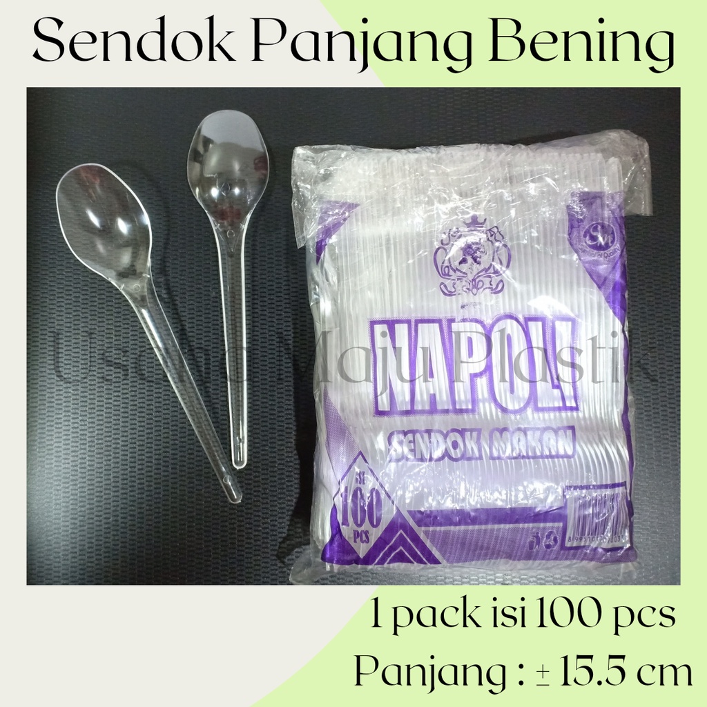 Jual 100pcs Sendok Makan Plastik Bening Napoli Sendok Panjang Plastik ...