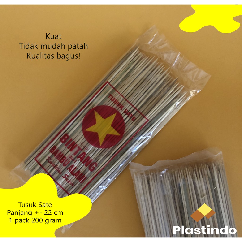 Jual Tusuk Sate 22 cm 200 Gram | Tusuk Sate Kayu Bambu | Tusuk Sate ...