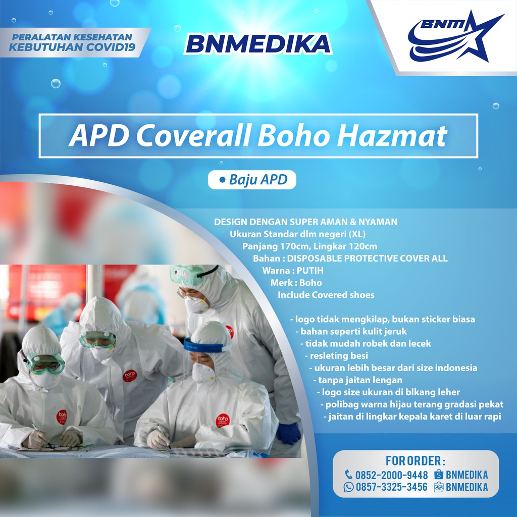 Jual HAZMAT APD COVERALL BOHO ORIGINAL IJIN EDAR KEMENKES SIZE XL ...