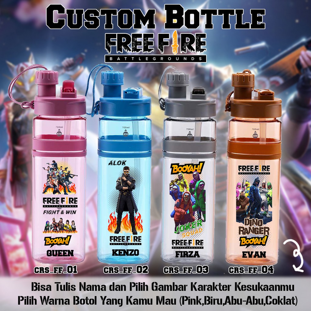Jual BOTOL MINUM CUSTOM 2in1 DESAIN FREE FIRE GARENA KARAKTER GAME 700 ML | Shopee Indonesia