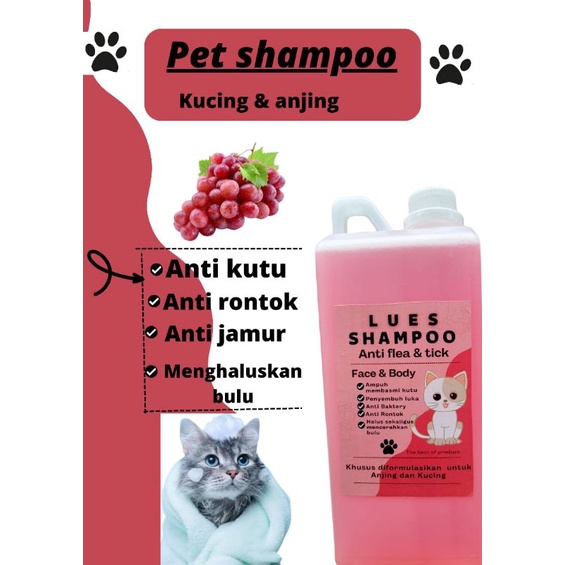Jual Shampoo kucing anti kutu anti jamur dan pelembut netto:1 liter ...