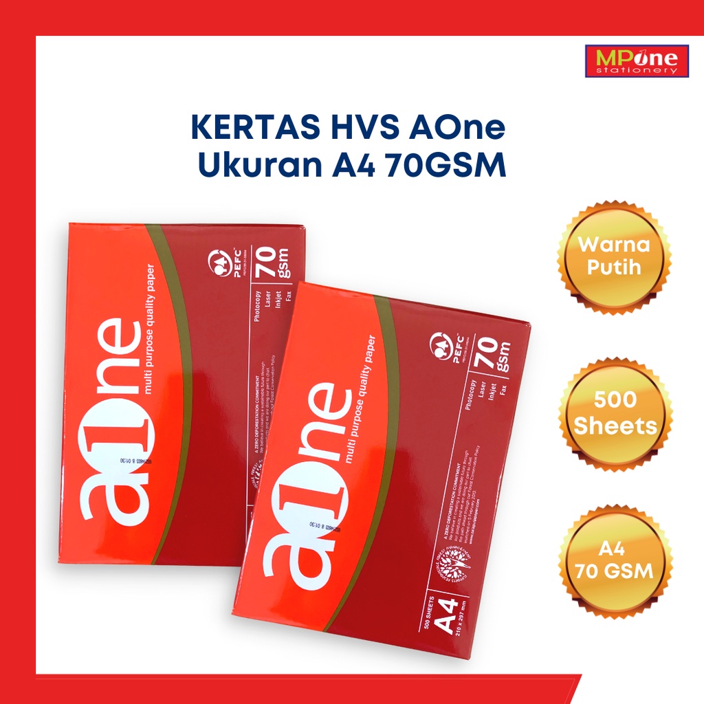 Jual Kertas HVS AONE A4 - 70 GSM / HVS A One Ukuran A4 - 70GSM | Shopee Indonesia