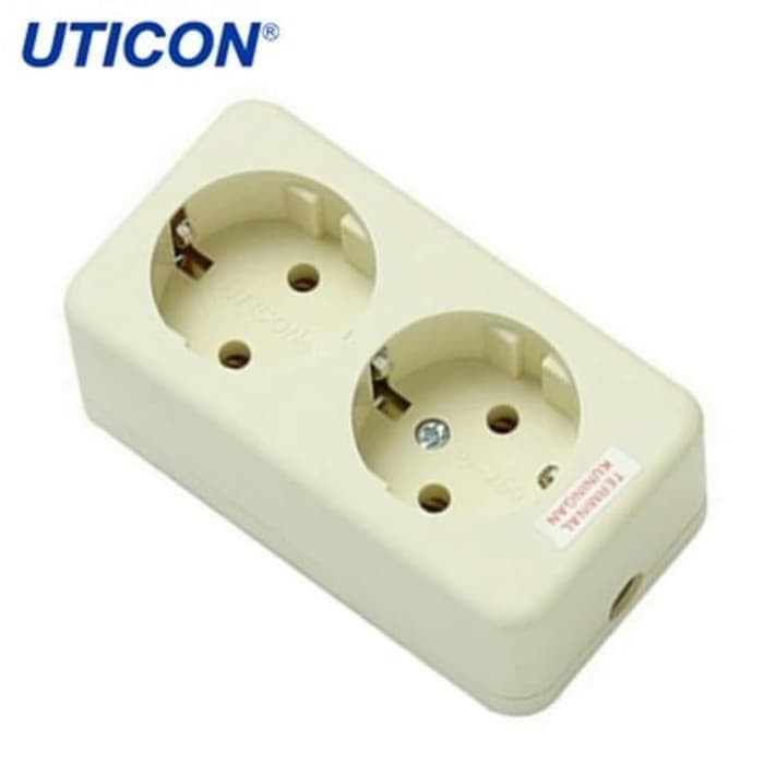 Jual Stopkontak Terminal Kuningan Uticon 2 Lubang GRATIS RAKIT Uticon ...