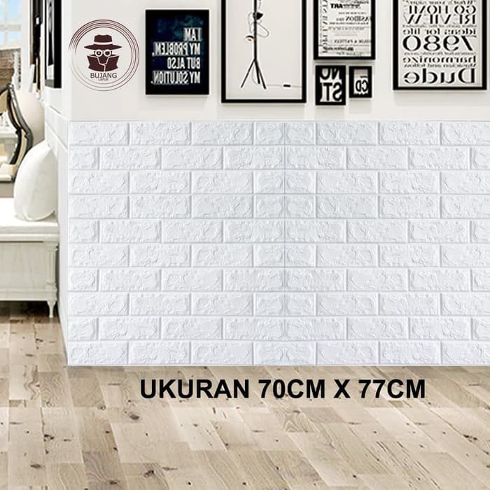 Jual Sticker Dinding Foam Wallpaper dinding bata putih 70cm x 77 ...