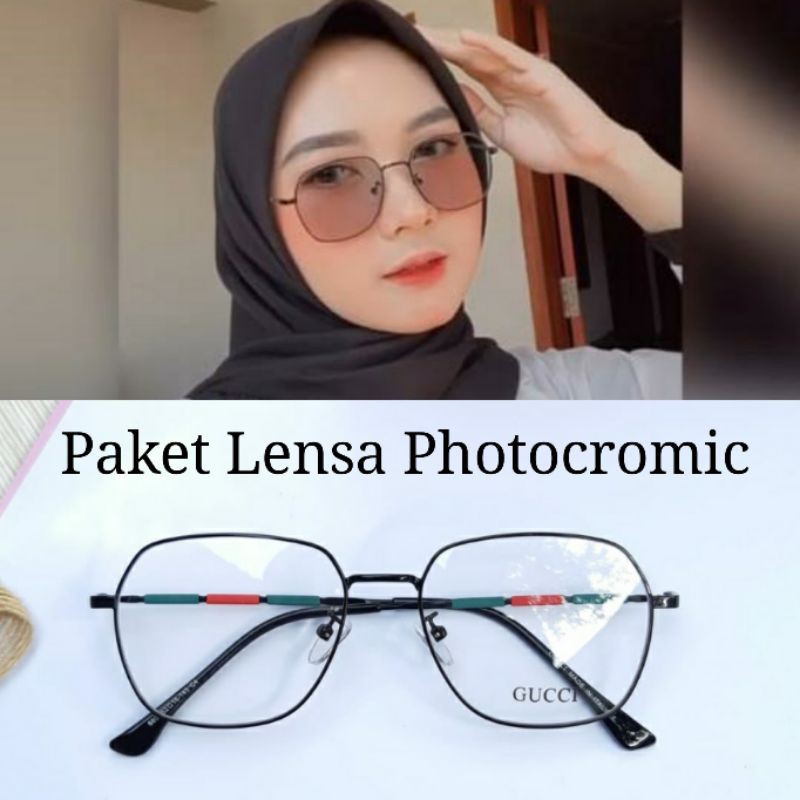 Jual paket Lensa Photocromic Frame Kacamata Wanita Kacamata Fashion ...