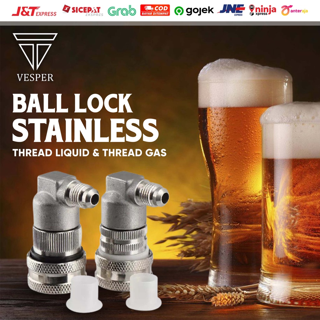 Jual ball lock stainless thread gas thread liquid / connector beer soda ...