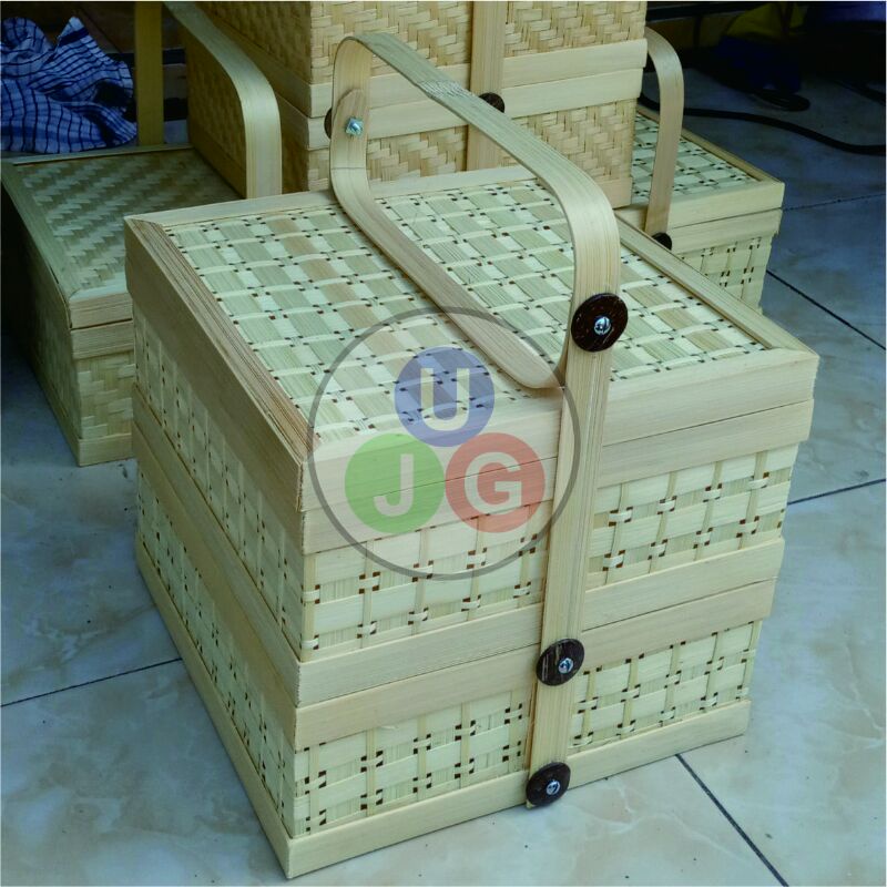 Jual rantang bambu 25cm Kerajinan Bambu Rantang Kotak Anyaman Mata Itik ...