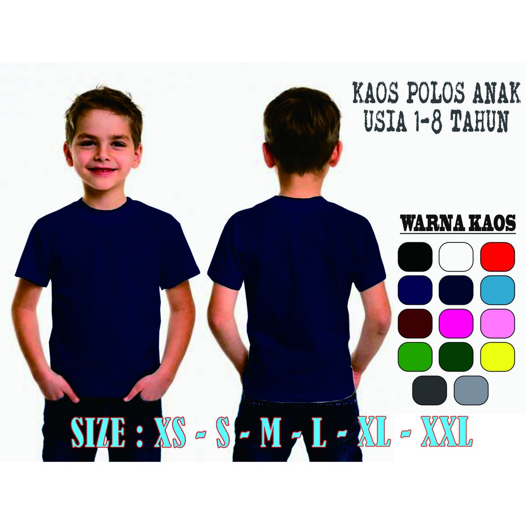 Jual KAOS POLOS ANAK 1 - 12 TAHUN COTTON COMBED 30S - MACTIVE KIDS ...