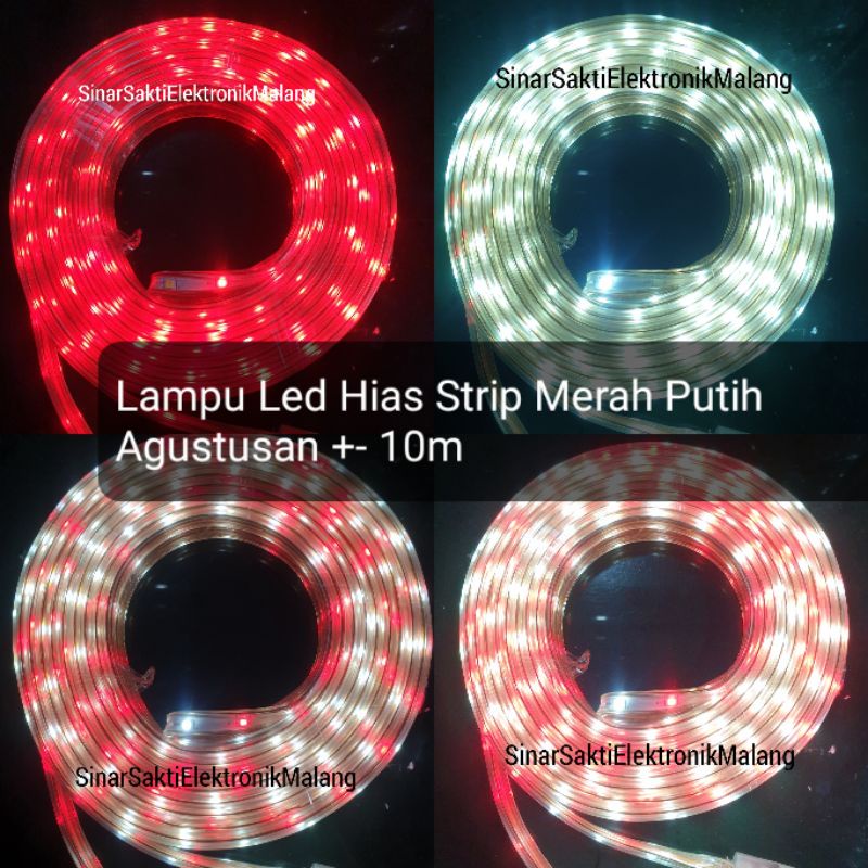 Jual Lampu Led Strip Selang Merah Putih Hias Warna Warni Outdoor 8 m 8m ...