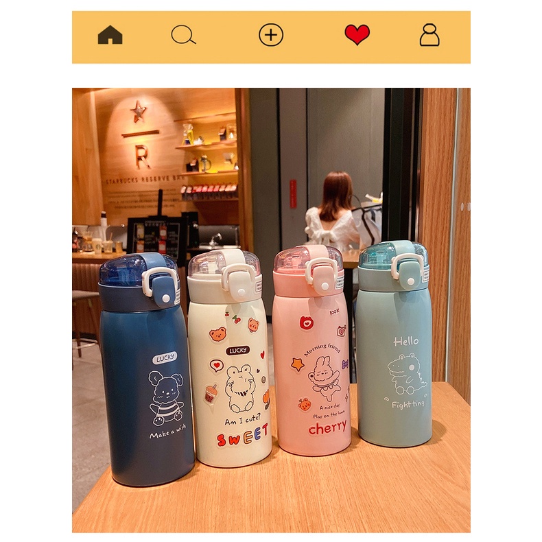 Jual TweedyTgr - Termos Air Anak Korea Bertali 350ml / Botol Minum Anak ...