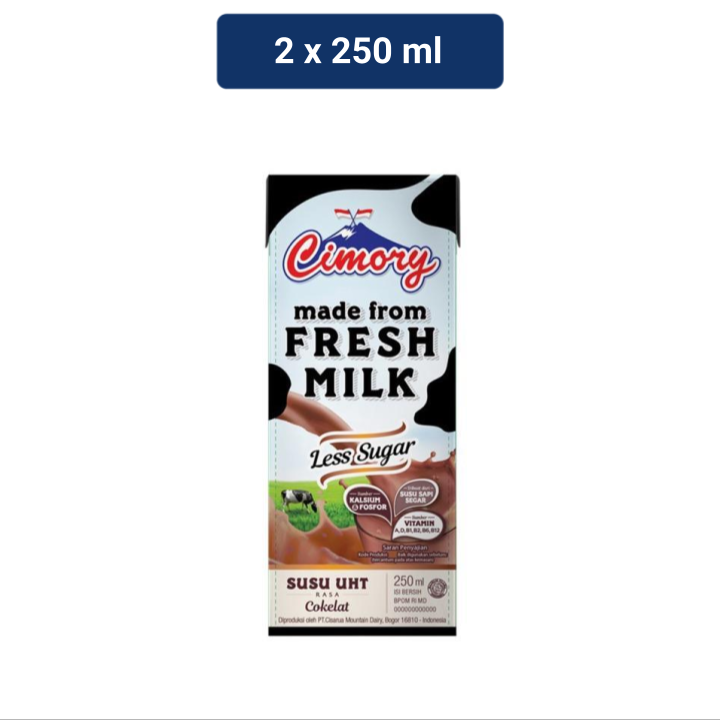 Jual Cimory UHT Milk Less Sugar 2 x 250 ml | Shopee Indonesia