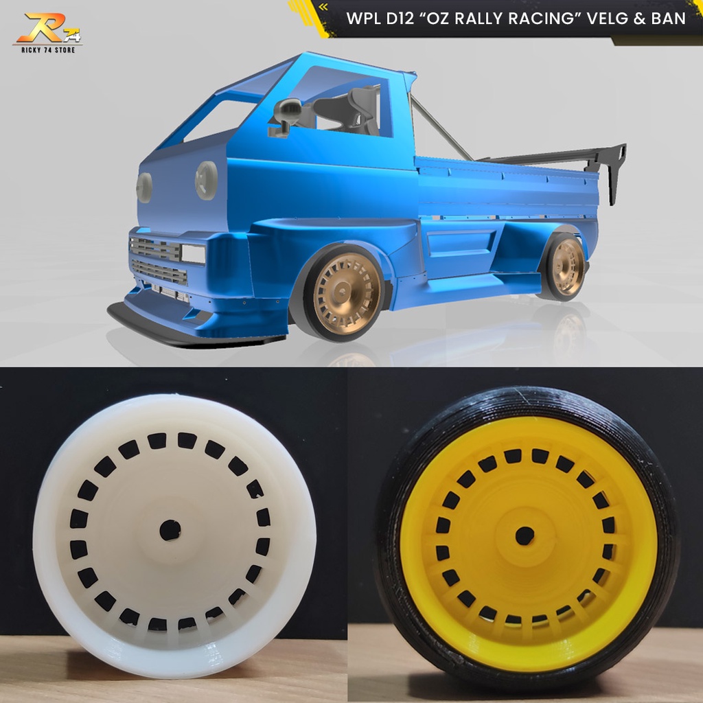 Jual WPL D12 Velg OZ Rally Racing - Velg dan Ban 1 Set RC Drift 3D Print WPL D12 | Shopee Indonesia