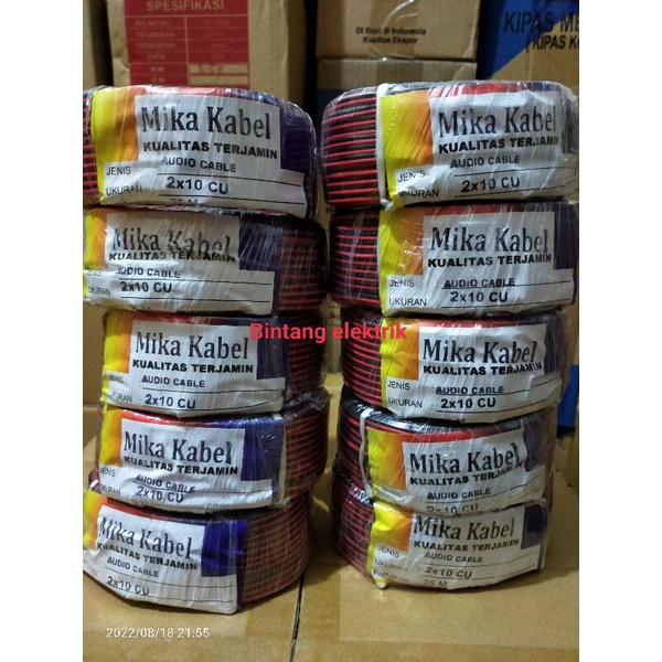 Jual Kabel serabut isi 2 (2x10 )CU Mika kabel Twin Round ( 25meter ...