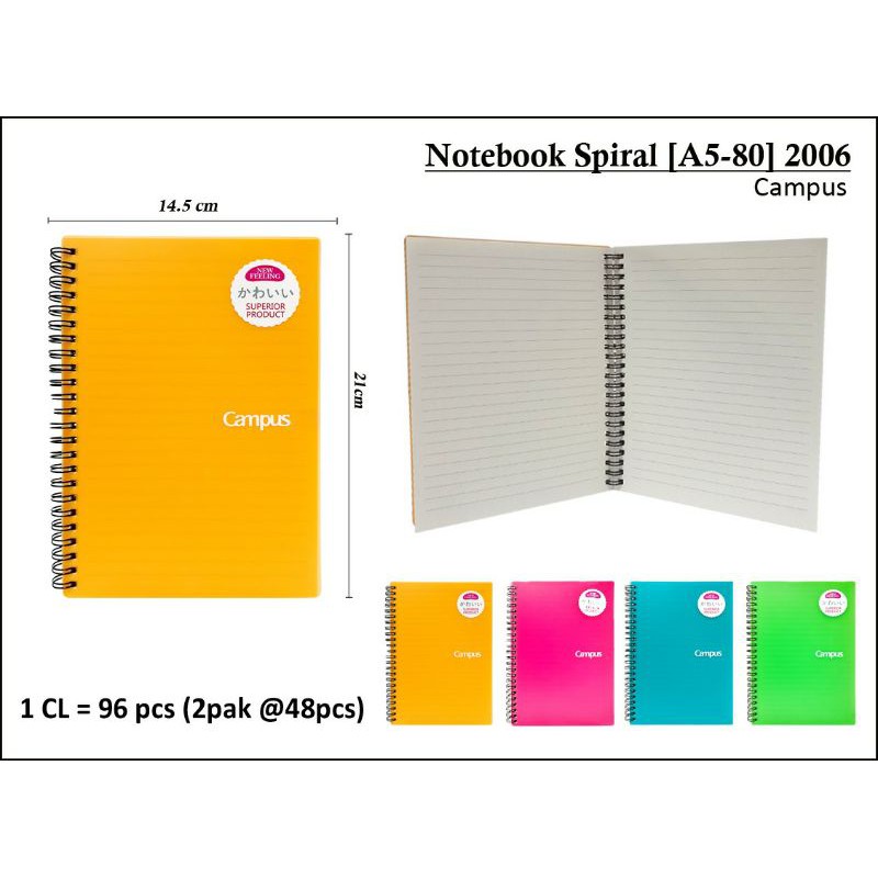 Jual Notebook spiral Ukuran B5/ isi 80 lembar/ Cover warna bergaris ...