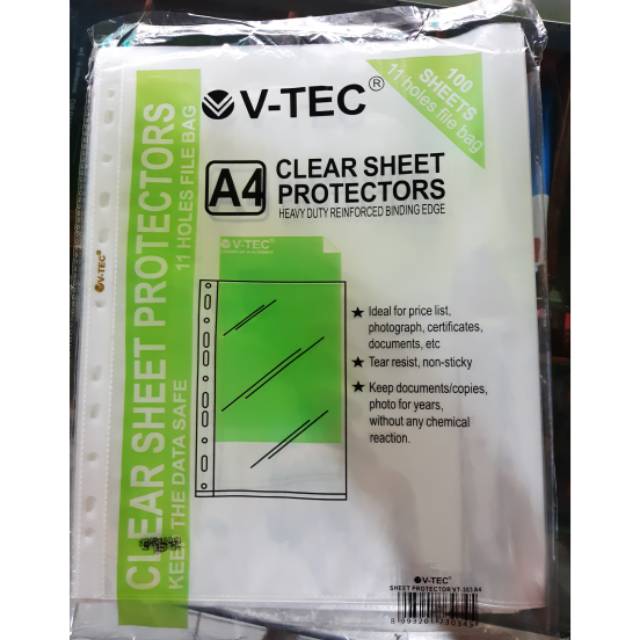 Jual V-tec Sheet Protector Pelindung Kertas ukuran A4 (isi 100 lembar ...