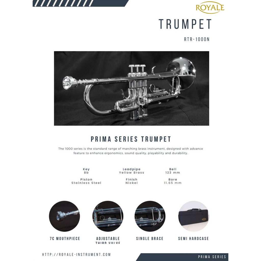 Jual Royale Marching Trumpet RTR-1000N Student Series | Shopee Indonesia