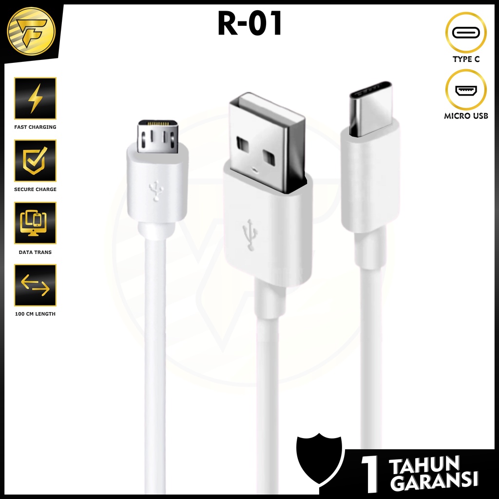 Jual Kabel data R1 Fast Charging Type C Micro USB 1 Meter kabel cas ...