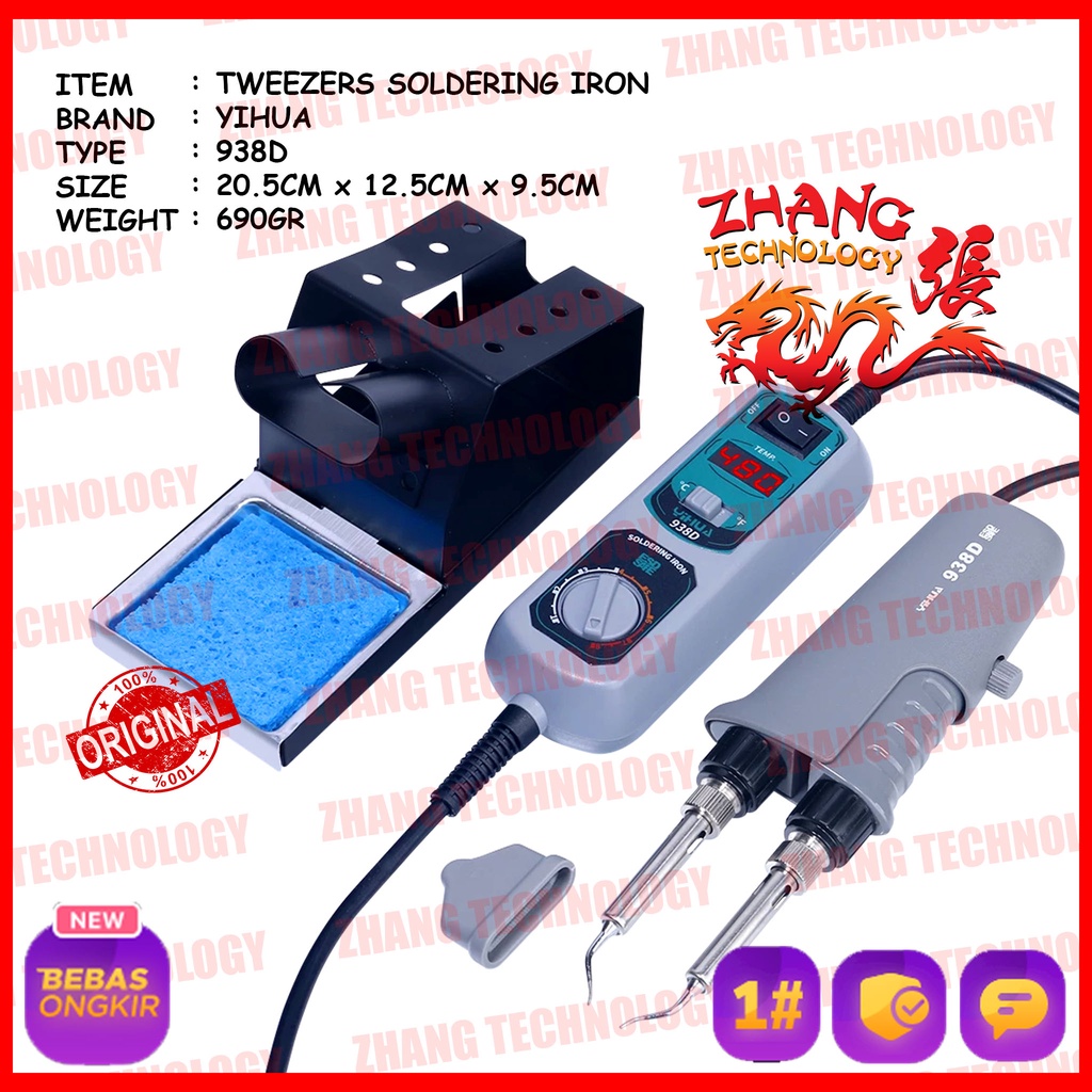 Jual SOLDER YIHUA 938D 938 D HOT TWEZZER SOLDER JEPIT SOLDERING IRON ...