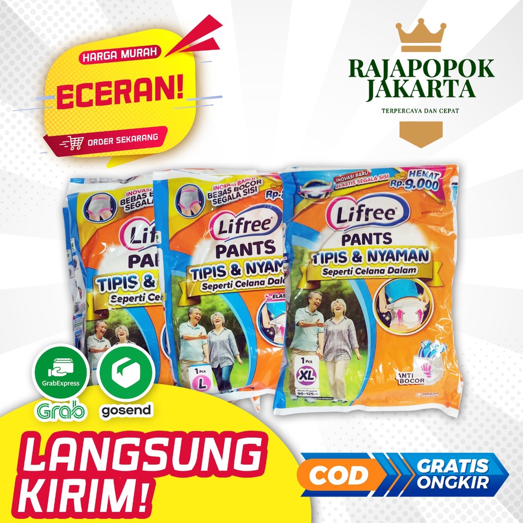 Jual LIFREE POPOK DEWASA CELANA ADULT DIAPERS LANSIA SACHET M / L / XL ...