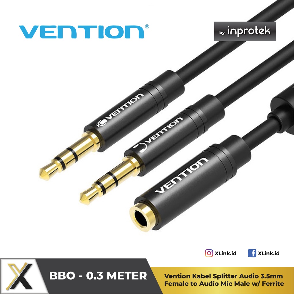 Jual Vention Kabel Splitter Aux 3.5mm Female to 2 3.5mm Male Audio ...
