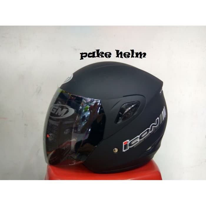 Jual HELM GM ICON SOLID HITAM DOFF HALF FACE | Shopee Indonesia