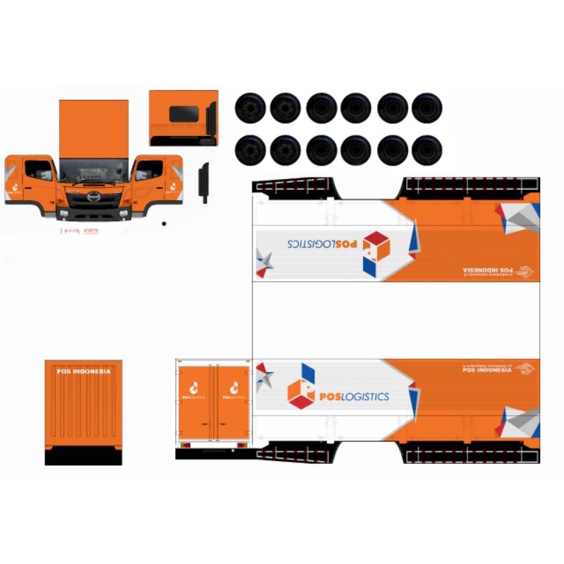 Jual Lembaran PaperCraft Truk Hino 500 Box POS LOGISTIC Ukuran Mini P ...
