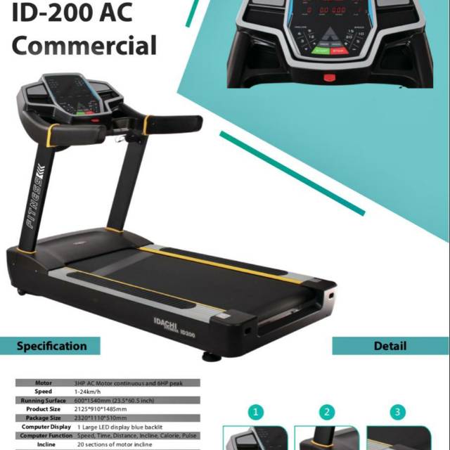 Jual TREADMILL ELEKTRIK ID 200 AC BODY BESAR 100 % ORIGINAL | Shopee ...